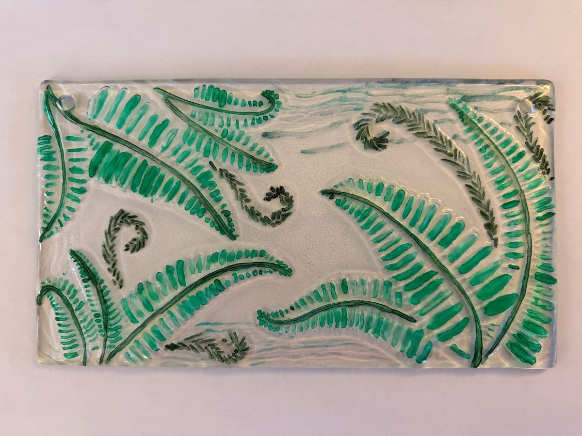 Fused Glass Mosaic Painting: Ferns - Tucson Botanical Gardens
